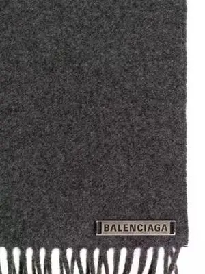 Balenciaga Fringed Logo-plaque Scarf