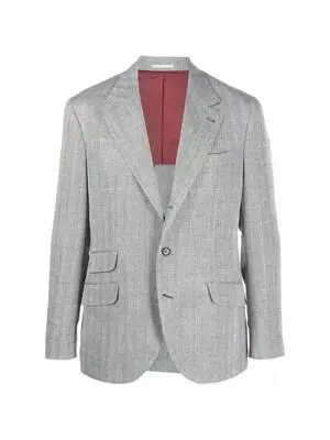 Brunello Cucinelli Deconstructed Herringbone Blazer - Grey