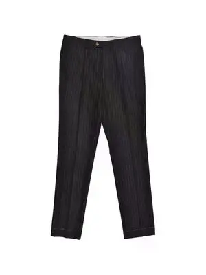 Brunello Cucinelli Virgin Wool Pinstripe Trousers - Black