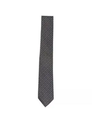 FERRAGAMO Gancini Jacquard Silk Tie - Blue