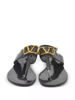 Valentino Garavani Vlogo Leather Flat Sandals