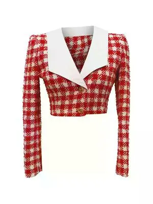 Alessandra Rich Checked Tweed Cropped Jacket