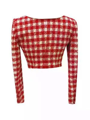 Alessandra Rich Checked Tweed Cropped Jacket
