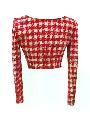 Alessandra Rich Checked Tweed Cropped Jacket