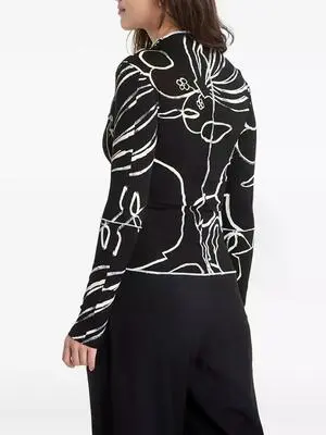 Desigual Floral-print Ribbed High Neck Top