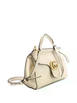 Gucci Gg Marmont Leather Mini Satchel Top Handle Bag - Neutrals