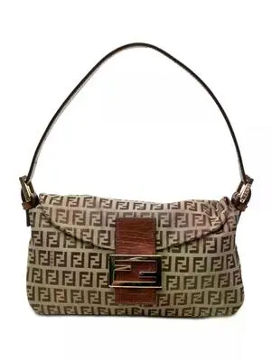 Fendi Zucchino Canvas Double Flap Shoulder Bag