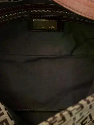 Fendi Zucchino Canvas Double Flap Shoulder Bag