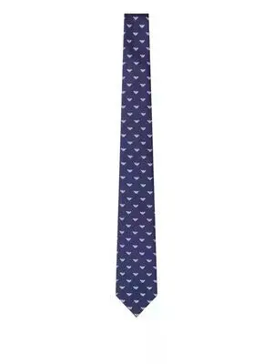 Emporio Armani Logo Pattern Neck Tie - Blue