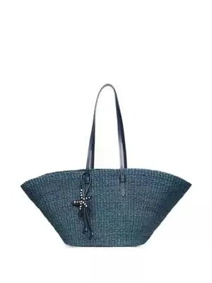 Poolside East West Charm Tote Bag - Blue