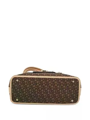 Dkny Logo-jacquard Leather-trim Satchel Bag - Brown