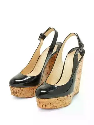 CHRISTIAN LOUBOUTIN Une Plume Cork-wedge Pumps