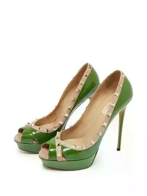 Valentino Garavani Rockstud Peep-toe Pumps - Green