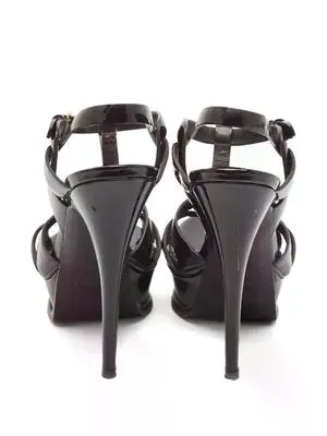 Saint Laurent Tribute Leather Heeled Sandals - Red