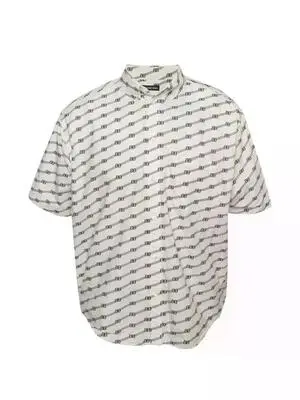 Balenciaga Monogram-print Short-sleeve Shirt - Neutrals