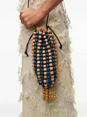 Bimba Y Lola Mini Crochet Bucket Bag With Bead Embellishments