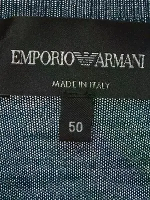 Emporio Armani Green Virgin Wool Fine Knit Crew Neck Long Sleeve Sweater