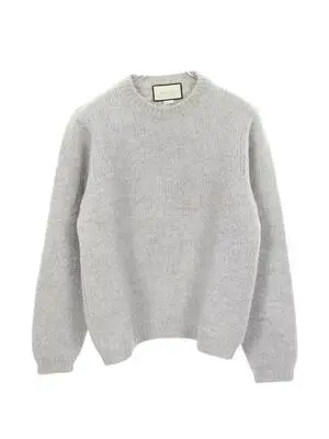 Gucci Gg Embroidered Wool Sweater - Grey