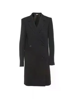 Celine Double-breasted Wool Coat - Black