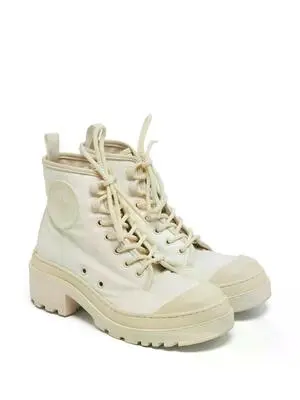 Dior White Star-patch Detail Lace-up Canvas Combat Boots