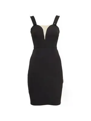 Elisabetta Franchi Stretch Crepe V-neck Sheath Dress