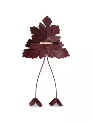 Alberta Ferretti Floral Detail Sheepskin Brooch - Red