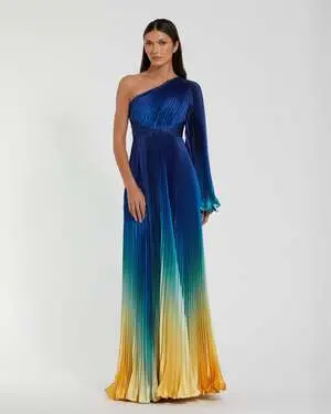 Mac Duggal Petite One Shoulder Ombre Gown - Blue