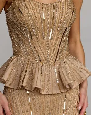 MAC DUGGAL COLLECTION Embellished Peplum Gown