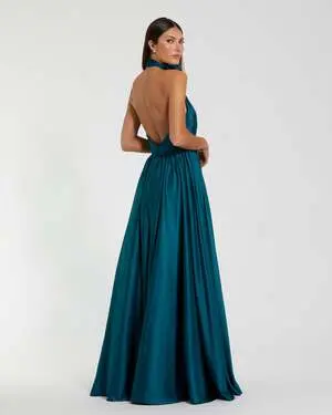 Mac Duggal Halter Neck Satin Gown