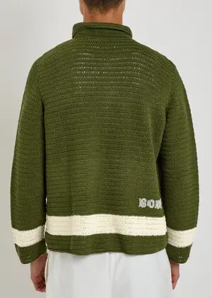 BODE Crochet Cotton Shirt With Beaded Logo