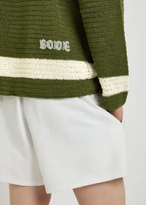 BODE Crochet Cotton Shirt With Beaded Logo