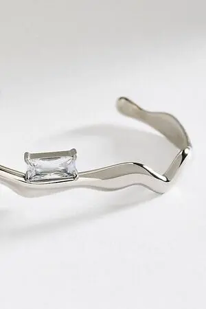 Anthropologie Water Resistant Wavy Cuff Bracelet - Silver