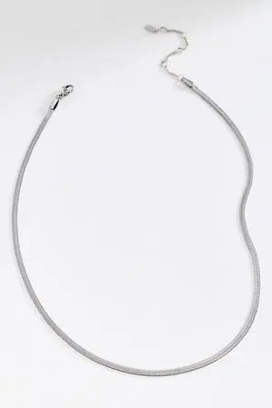 Anthropologie Water Resistant Herringbone Necklace Silver