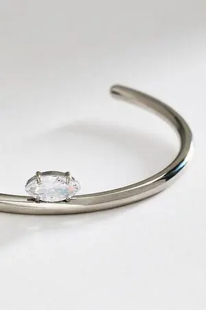 Anthropologie Solitaire Crystal Water-resistant Cuff Bracelet - Silver