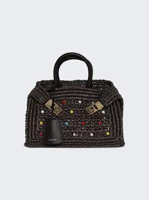 FERRAGAMO Raffia Mini Hug Handbag - Multicolor