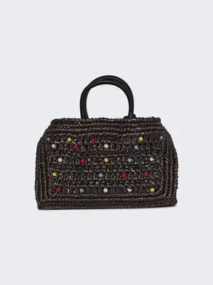 FERRAGAMO Raffia Mini Hug Handbag