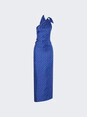 Christopher Esber Bandana Scarf Tie Dress Indigo Bandana Print - Blue