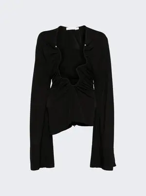 Christopher Esber Salacia Ruched Long Sleeve Top - Black