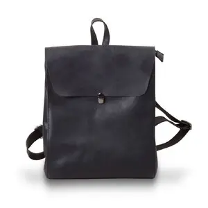 TOURI Genuine Leather Slim Backpack - Black