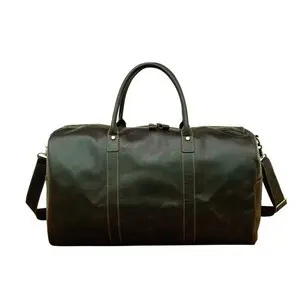 TOURI Genuine Leather Holdall Worn Look - Brown