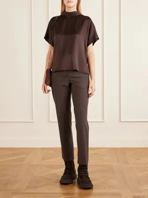 Brunello Cucinelli Tapered Wool-blend Tailored Pants