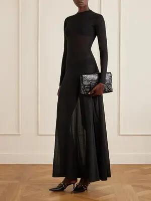 Balenciaga Le City Crinkled Leather Clutch With Detachable Wrist Strap - Black