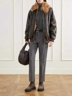 Brunello Cucinelli Mid-rise Wool-blend Tapered Trousers