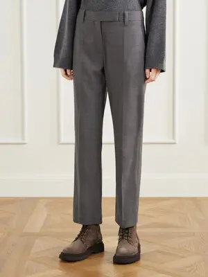 Brunello Cucinelli Mid-rise Wool-blend Tapered Trousers