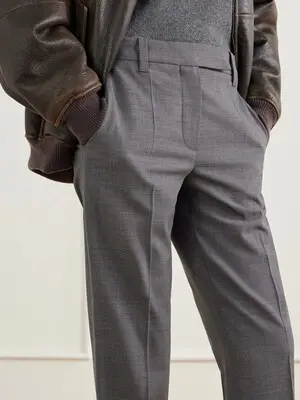 Brunello Cucinelli Mid-rise Wool-blend Tapered Trousers