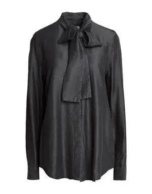 XACUS Charcoal Lyocell Denim Shirt With Bow Detail