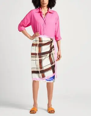 Dries Van Noten Silk Twill Tartan Midi Wrap Skirt