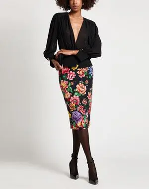 Dolce & Gabbana Floral Print Stretch Viscose Midi Skirt
