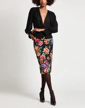 Dolce & Gabbana Floral Print Stretch Viscose Midi Skirt