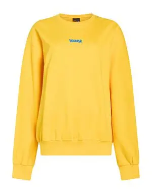 DISCLAIMER Cotton French Terry Crewneck Sweatshirt With Print - Yellow